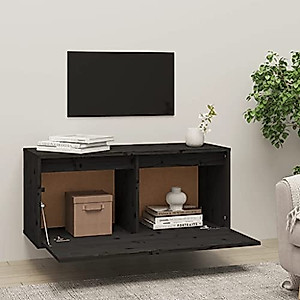 DYRJDJWIDHW Wall Cabinet Bookshelf for Bedroom,Shelves,Wood Bookcase,Suitable for Bedroom, Office, Living Room, Study,Black 31.5"x11.8"x13.8" Solid Wood Pine