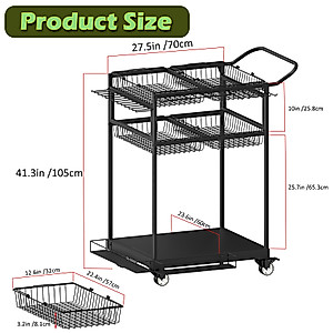 ztysn Yard Tool Organizer for Garage, Garden Tool Rack Heavy Duty Garden Cart Garden Tool Holder Shovel Rack Lawn Tool Storage Utility Shelves Fruit and Vegetable Storage System(70 * 60CM)