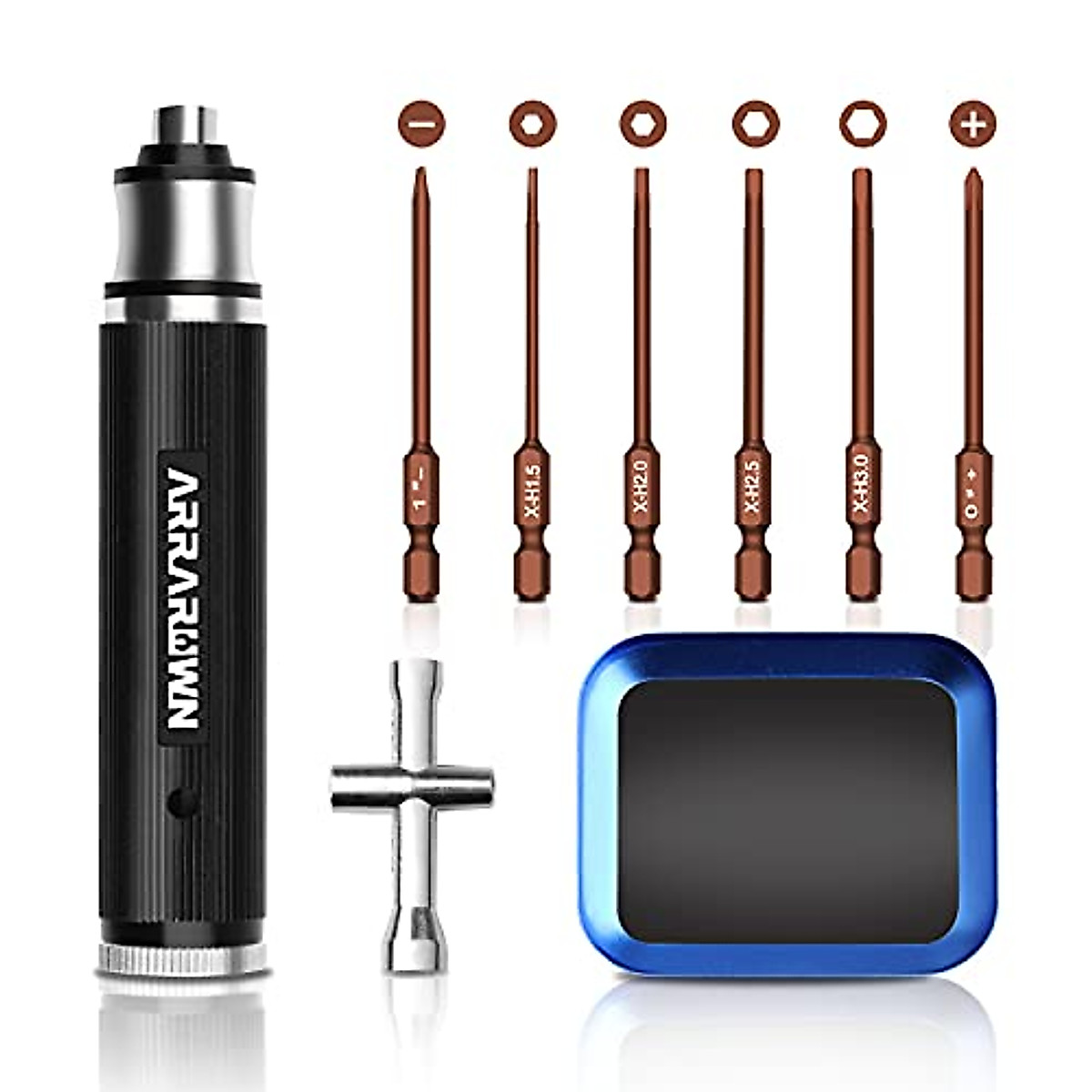 9Pcs RC Car Tool Kit 6 in 1 Hex Screwdriver Set with Tray,Cross Wrench Hobby Repair Tool Kit Compatible with Most of RC Cars Truck Buggy Truggy Racing