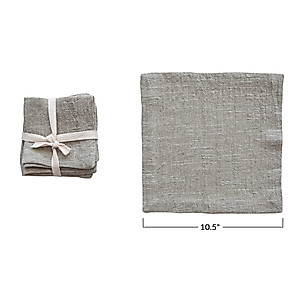 Creative Co-Op Farmhouse Square Linen and Cotton Cocktail Napkins, Set of 4, Sage