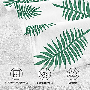 ALAZA Hand Drawn Palm Tree Leaves Hand Towels for Bathroom 1OO% Cotton 2 pcs Face Towel 16 x 28 inch, Absorbent Soft & Skin-Friendly