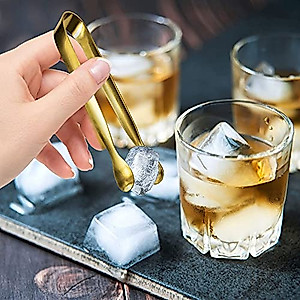 JCREN 12 Pcs Serving Tongs, Small Serving Utensils for Parties Catering Gold Tongs, Food-Grade 304 Stainless Steel Mini Serving Tongs Appetizer Tongs for Tea Party Coffee Bar, 4" Sugar Tongs - Gold