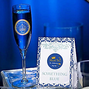Royal Prince Thank You Stickers for Boy Baby Shower, Birthday Party Favors Supplies Gift Bag Box Decorations Blue Gold 42 Pack