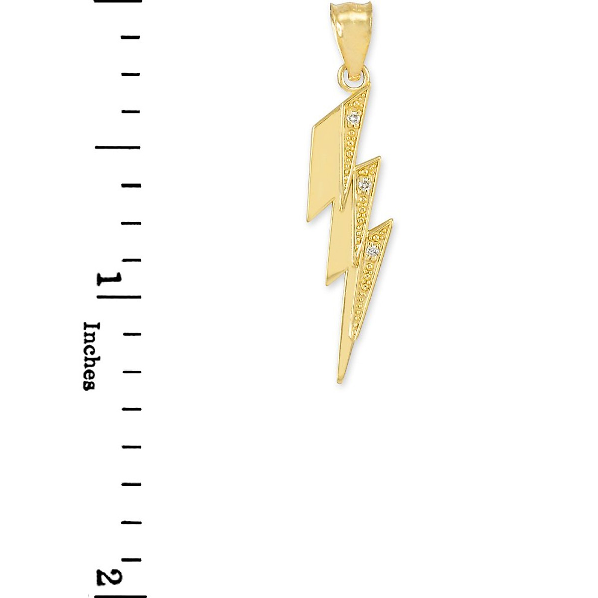 Polished 10k Yellow Gold Diamond Lightning Bolt Charm Pendant