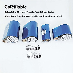 Calculable 24 Rolls 4.33" x243' (110mm X 74m) Thermal Transfer Wax Ribbon Barcode Ribbons Wax Ribbons 1inch Core and 1/2inch Vice Core for Datamax Zebra Intermec Sato Eltron