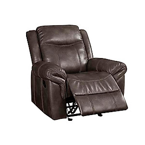 Acme Furniture Leather Motion Recliner with Tight Back and Seat, Brown