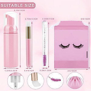 homicozy 40 Pcs Lash Shampoo Bottle Brushes Set, 10 Pcs Lash Shampoo Brushes, 10 Pcs Lash Brushes Tubes, 10 Pcs Eyelash Shampoo Dispensers, 10 Pcs Lash Aftercare Bag for Clients, Women,Girls (Pink)
