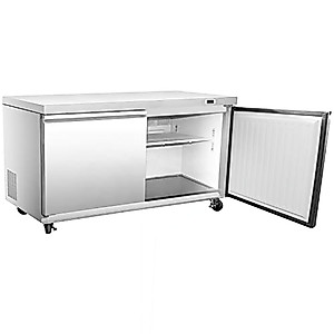 DUURA DUR60 Commercial Undercounter Refrigerator with 2 Self Closing Stainless Steel Doors Swivel Casters and Heavy Duty Epoxy Coated Wire Shelf, 14.1-Cu.Ft, Metallic