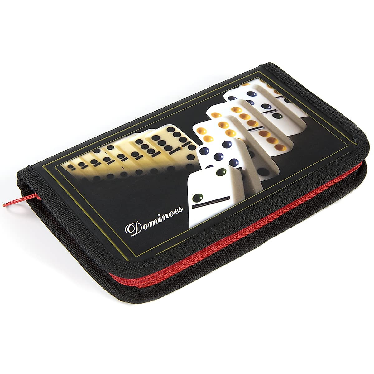 MEIOCION Dominoes Set- 28 Piece Double 6 Ivory Domino Tiles Set, Classic Family Game with Cloth Storage Case