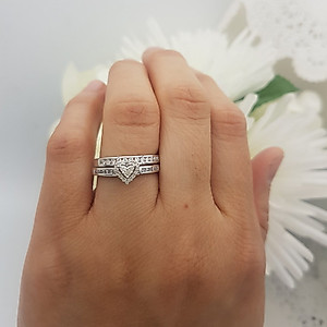 Dazzlingrock Collection 0.55 Carat (Cttw) 10k Round & Princess Diamond Women Heart Shaped Engagement Ring Set 1/2 CT, White Gold, Size 6