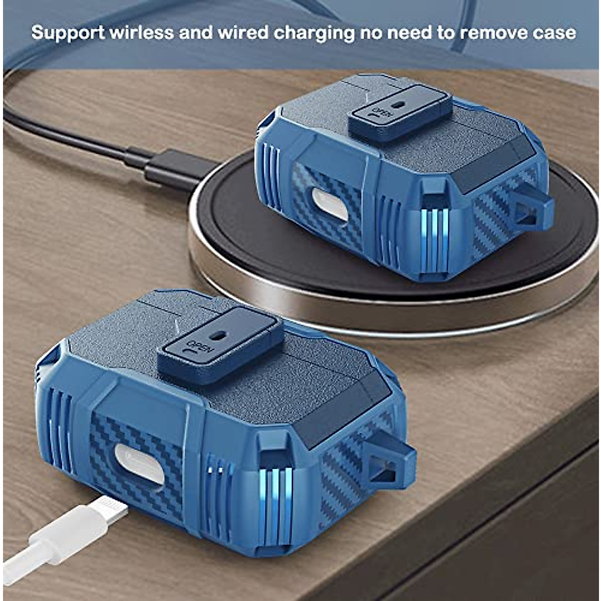 PARTYACO Case for Airpods Pro Case Cover with Lock Lid, Protective Cover Compatible with Airpod Pro Case for Men Women, Shockproof Rugged Shell for Air Pods Pro Charging Case (Pink)