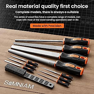 Simniam 18Pcs Professional Files Set, Premium T12 Metal Files with Suitcase, Flat/Triangle/Half-Round/Round Large Files & 12x Needle Files&Cleaning Brush, Perfect for Wood, Metal&DIY Project