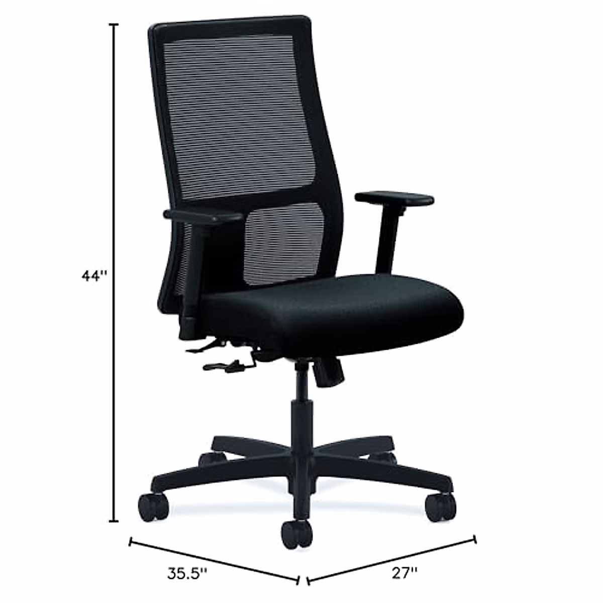 HON Ignition Series Mid-Back Work Chair - Mesh Computer Chair for Office Desk, Black (HIWM1)