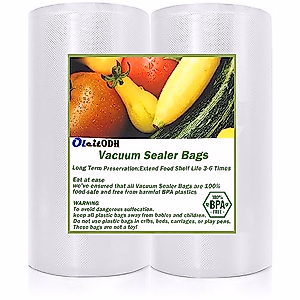 Vacuum Sealer Bags Roll 2 Pcs 11" x 150' Rolls (Total 300 feet) Vac Seal Bags for Food Saver Storage, Meal Saver Freezer Vacuum Sealer Bags, Sous Vide Bags Vacuum Sealer, Non-BPA Vacuum Sealer Bags
