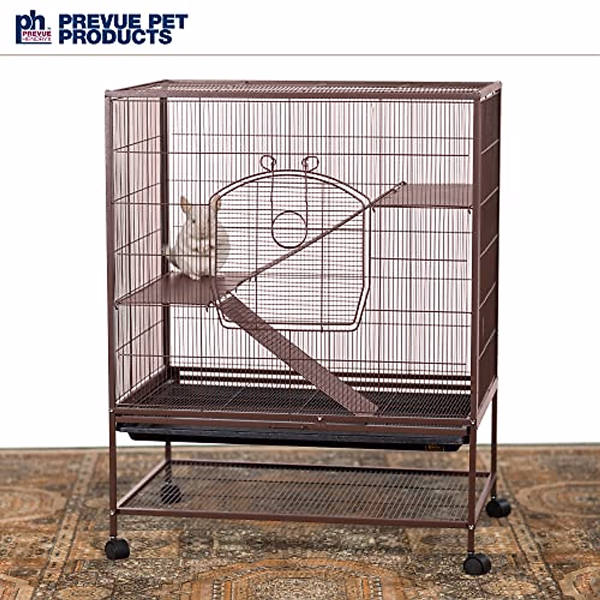 Prevue Pet Products Rat, Chinchilla, Baby Ferret Cage, Metal Home Crate for Small Animal Critters, Chew-Proof House with Caster Wheels, Earthtone Dusted Rose Hammertone Finish 31 inches x 20.5 inches x 40 inches