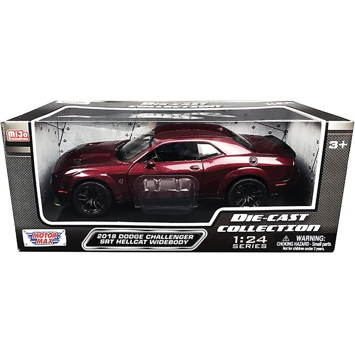 Motor Max 2018 Dodge Challenger SRT Hellcat, Burgundy 79350BUR - 1/24 Scale Diecast Model Toy Car