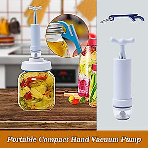 Mason Jar Vacuum Sealer Kit, Canning Food Saver Jar Sealer Attachment with Lid Opener and Vacuum Seal Hand Pump for Regular Mouth Mason Jars