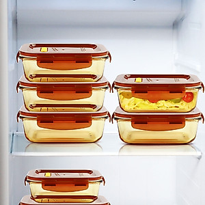 DAS TRUST 10 Pack Amber Glass Meal Prep Containers Microwave Safe Meal Prep Bowls Food Storage Containers Glass Food Prep Containers with Lid Lunch Container for Adults Meal Prep Lunch Bento Boxes
