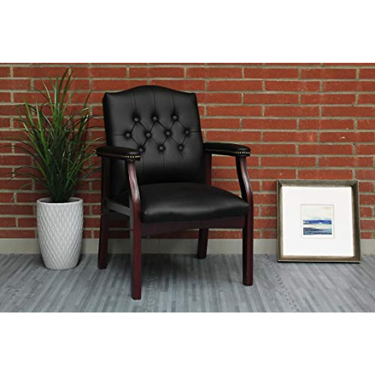 Boss Office Products Ivy League Executive Guest Chair, Vinyl, Black