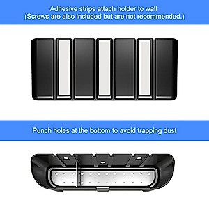 suptek Remote Control Holder Wall Mount，Hole-Free TV Remote Holder (for 3 or 4 Remotes, Black, Quantity 1)