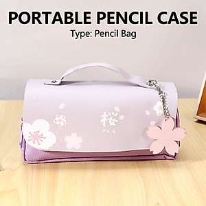 Limnyves Purple Blossom Pencil Case PU Leather Pencil Case Stationery Pencil Case Pencil Case Pencil Case