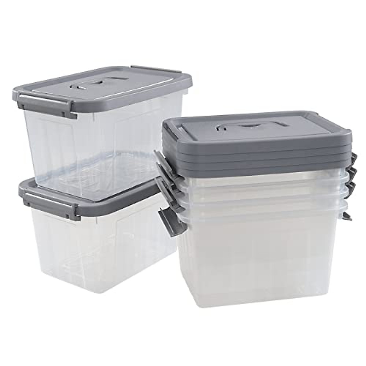 Yarebest 6-pack 6L Clear Plastic Box with Lids, Small Storage Bins