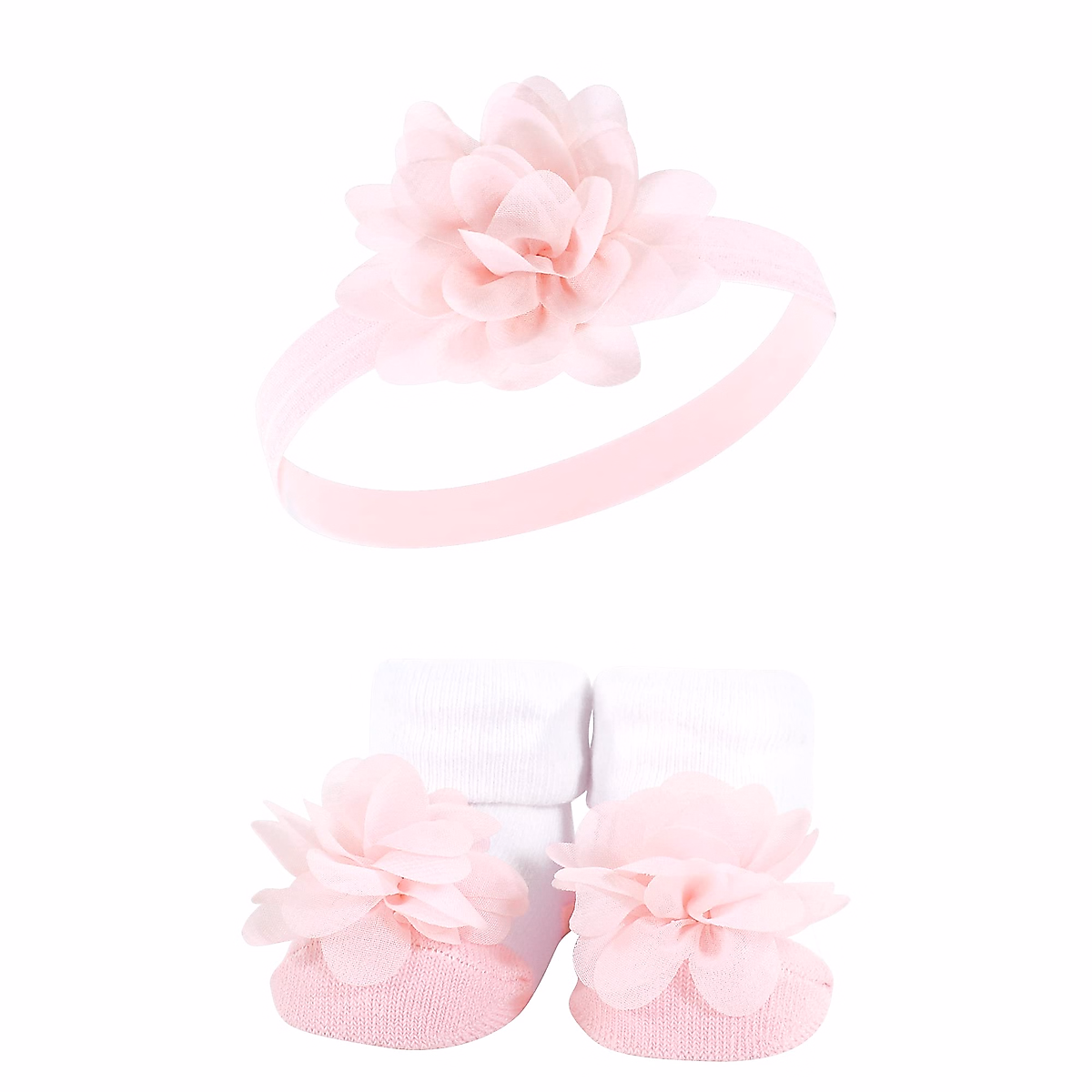 Hudson Baby Infant Girl Headband and Socks Giftset, Pink Charcoal, One Size