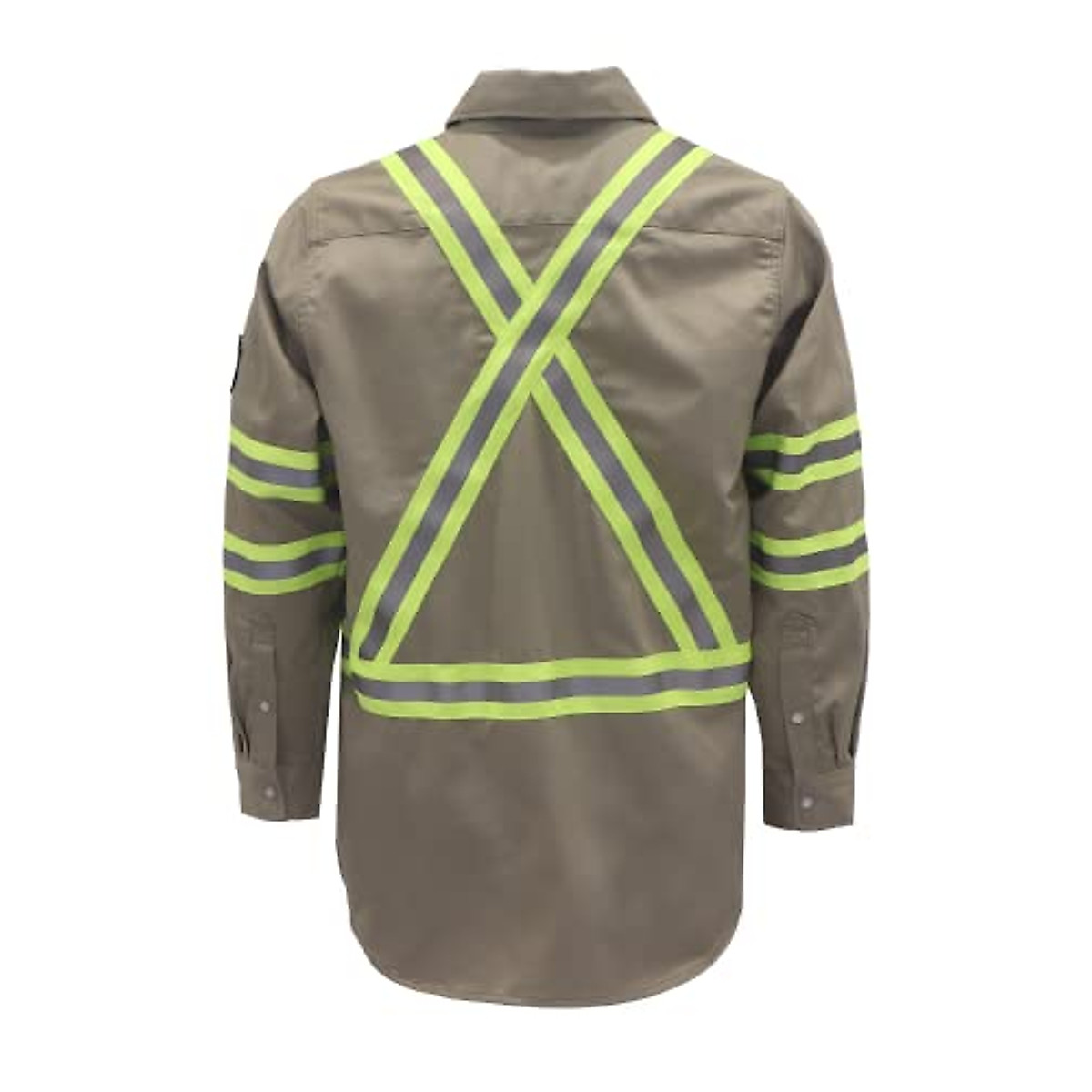 BOCOMAL FR Shirts Hi Vis/High Visibility Flame Resistant/Fire Retardant Shirt 7.5oz Khaki FR Shirts for Men