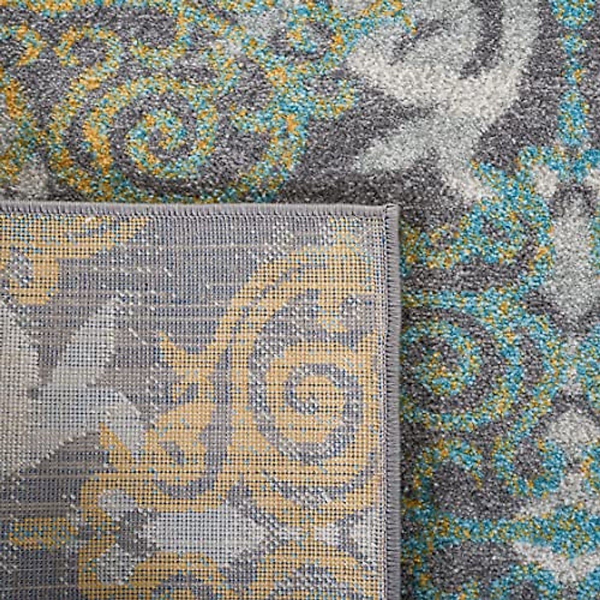 SAFAVIEH Evoke Collection 2'2" x 4' Grey/Ivory EVK230D Medallion Damask Non-Shedding Living Room Bedroom Accent Rug