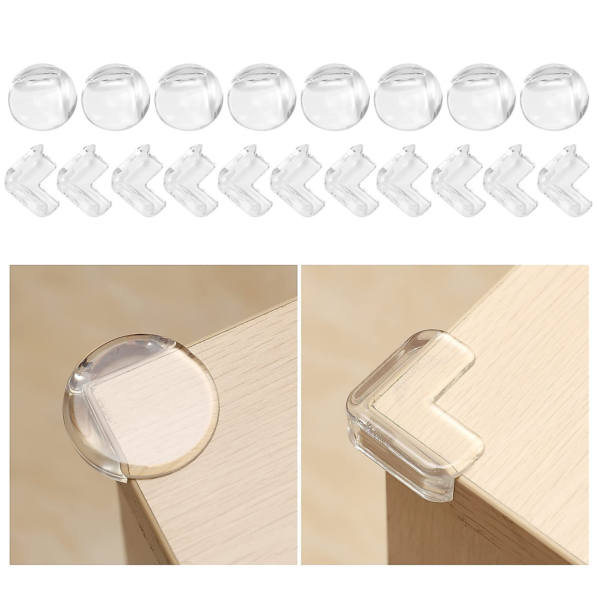 Clear Corner Guards PVC Table Corner Protectors,Clear Edge Bumpers,High Resistant Adhesive Gel,Corner Protector for Baby,Kids,Furniture,Cabinet,Glass,Coffee Table (12 Fillet)