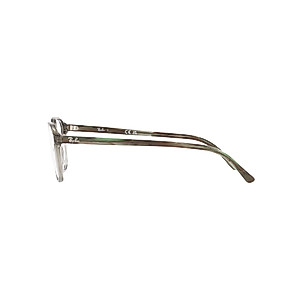 Ray-Ban RX5393 Leonard Square Prescription Eyewear Frames, Transparent Green/Demo Lens, 49 mm