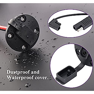 AAOTOKK (2Pack 10AWG SAE Weatherproof Cable SAE Power Socket Sidewall Port Connector Cable SAE Panel Mount Charging Cable SAE Quick Connect Jack for Solar Generator Battery Charger Cord (0.6M/SAE)