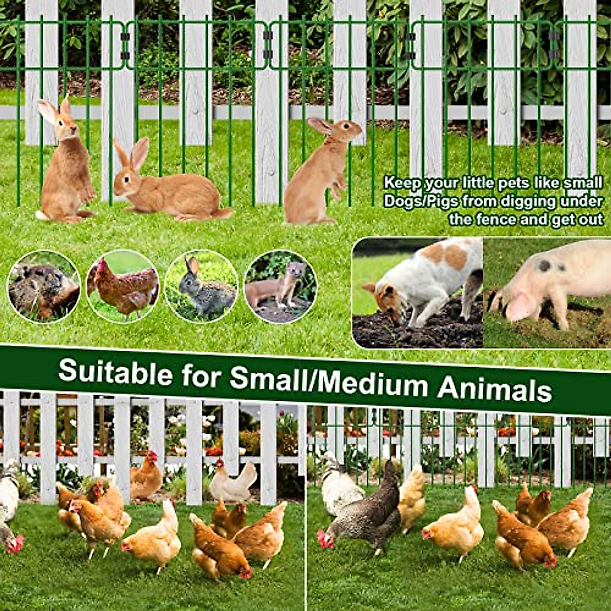20 Pack Animal Barrier Fence,No Dig Garden Decorative Fence Rustproof Metal Wire Panel Border for Dog Defense Animal Barrier Rabbit Fencing Flower Edging for Yard Landscape Patio Outdoor 20.2ftx17in