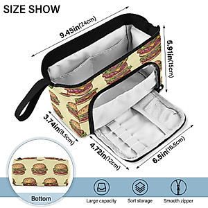 Vnurnrn Hamburgers Custom Pencil Case with Zippers Personalized Pen Pencil Pouch Bag for School Stationery Supplies