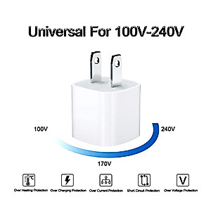USB Wall Charger,Small iPhone Charger Box,Travel Plug Cube 5W Power Adapter for iPhone SE 2020/12 Pro Max/11 Pro Max/XR/X/8 Plus/7/6S/6S/6/5,Samsung Galaxy S7/S6/S5 Edge,LG,HTC,Huawei,Moto,Kindle
