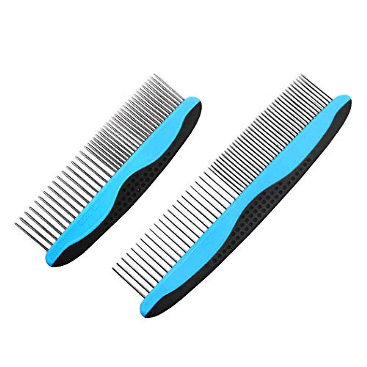 Pets First 2 Pack Dog Comb Small & Large PET Comb for Small & Large Breeds & Areas. Premium Anti-Slip Comfort Grip Ergonomic Handle for Your Dog & Cat with Durable Stainless-Steel