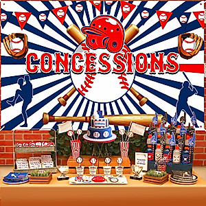 Baseball Party Decorations Banner Baseball Concessions Banner Baseball Party Supplies Large Sports Themed Birthday Backdrop for Boys Kids Teens Baseball Birthday Holiday Party Favor