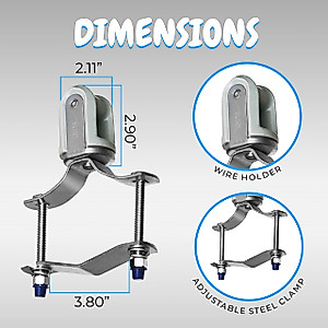 OhLectric Porcelain Wire Holders - Heavy Duty with Adjustable Steel Clamp - Reinforced Saddle - Great for Indoor and Outdoor Use - Available in 3 Dimensions - Conduit Size 1-¼” to 3” - OL-43305