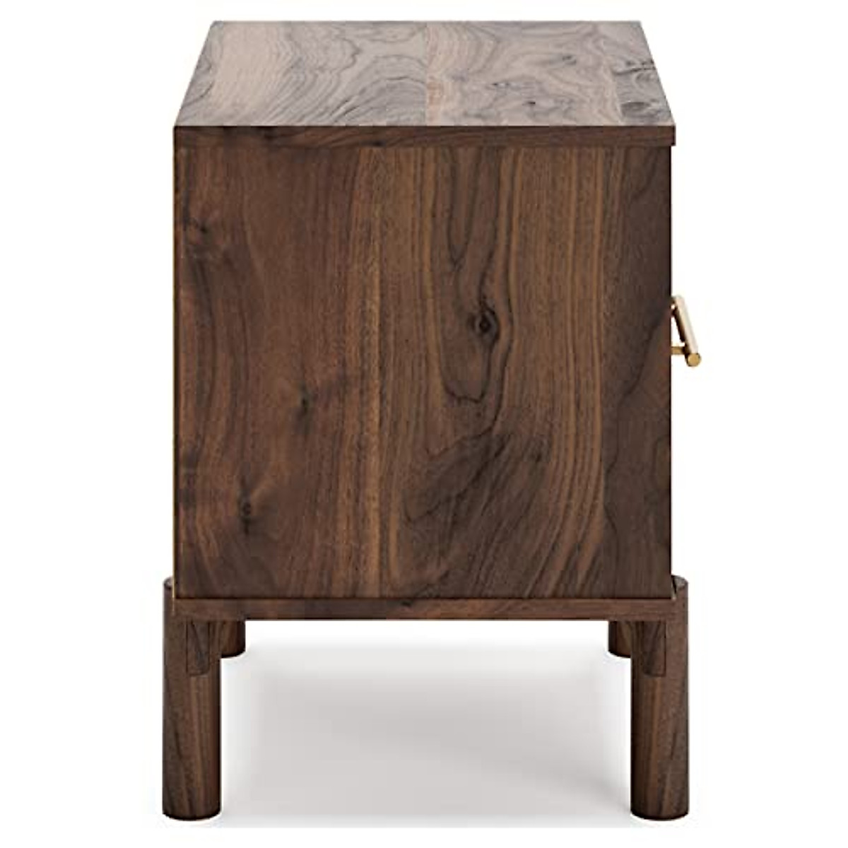 Signature Design by Ashley Calverson Modern 1 Drawer Nightstand with Open Cubby, 21.18" Tall, Dark Brown