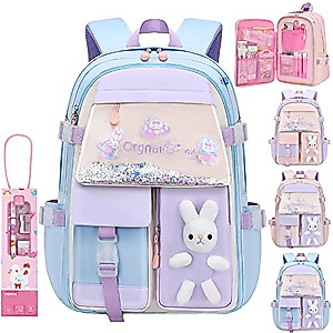 Bunny Backpack, Bad Bunny Backpack For Girls, Cute Large Capacity Waterproof Kawaii Backpack For School (blue, large)