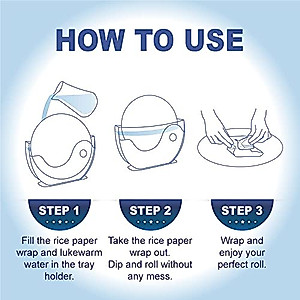 BANU Rice Paper Water Bowl with Side Pocker Holder for Rice Paper Wrappers for Spring Rolls, Summer Rolls. Spring Roll Maker, Banh trang holder (1)