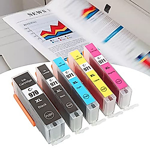 FTVOGUE 970‑971 Multi Colors Ink Cartridge Replacement Inkjet Printer Cartridges for PIXMA MG5790 MG5795 (BK BK C M Y 5 Colors)