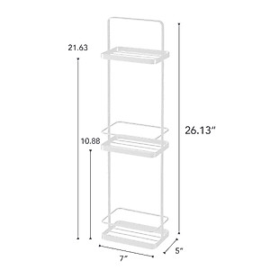 Yamazaki Home Wire Standing Bath Shelf Baskets | Steel | Tall | Shower Caddy, White