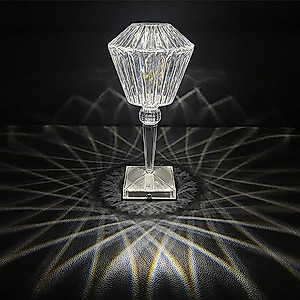 Marspeeder Crystal Table Lamp with 3-Color Dimmable Light, Portable USB Rechargeable LED Crystal Diamond Small Table Lamp, Touch Lamp for Bedroom,Wedding,Bars,Living Room,Office
