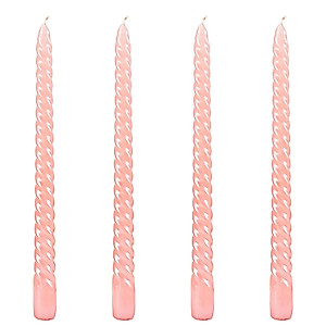 Likejarcand Taper Candles,10 inch-Set of 4 Metal StyleTapered Candles,Long Candle,Tall Candlesticks, Long Candle Sticks,Spiral Candle,Home Dinner, Party, Wedding, Halloween (4, Pink, 10 inch)