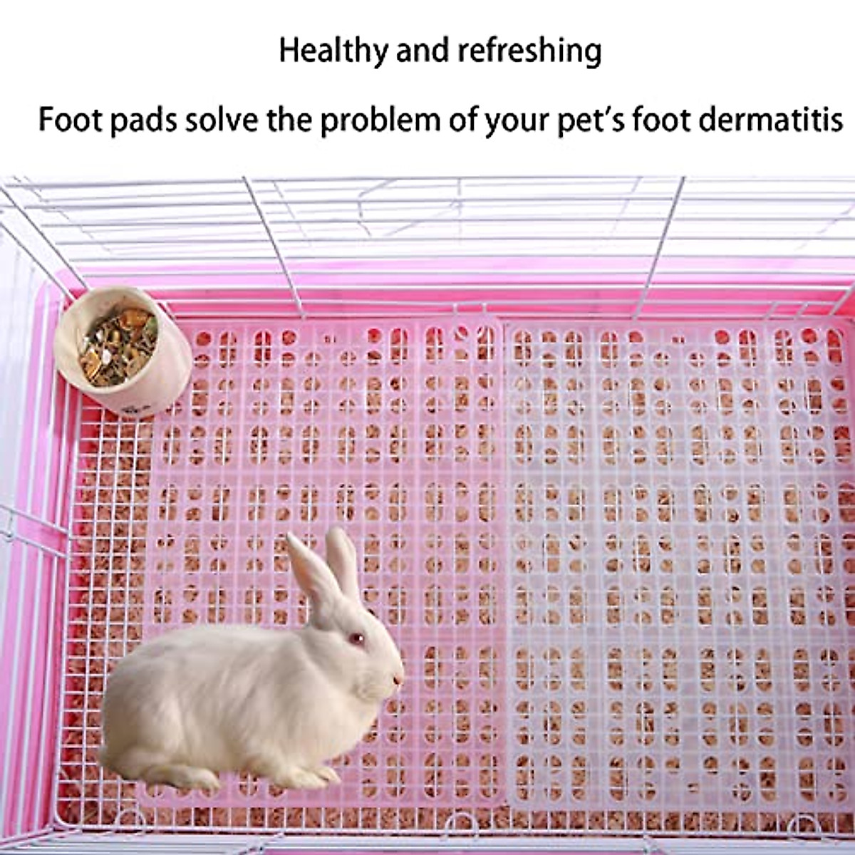 Knchy 6 Pack Rabbit Feet Pads for Cages, Thick Plastic Rabbit Cage Mat Hole Leak Water Design Feet Pad, Washable Small Animal Cage Floor Mats for Small Medium Animals Pets Rat Guinea Pig Hamster Bunny