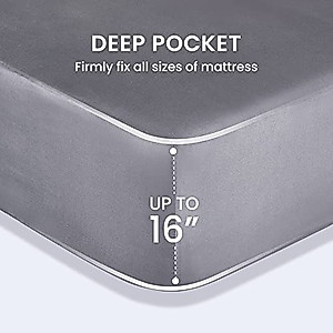 SLEEP ZONE Super Soft Cooling Queen Bed Sheets Set 4 Piece - Easy Care Fitted Flat Sheet & Pillowcase Sets - Wrinkle Free, Fade Resistant, Deep Pocket 16" (Gray, Queen)