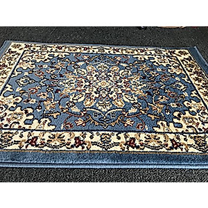 Deir Debwan Traditional Oriental Door Mat Area Rug Blue Persian (330,000 Point) Design 603 (2 Feet X 3 Feet)