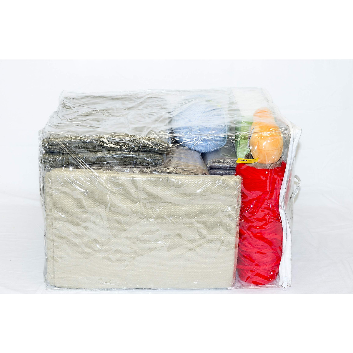 Clear Vinyl Zippered Storage Bags 15 x 18 x 12 Inch with Rope Handle 10-Pack