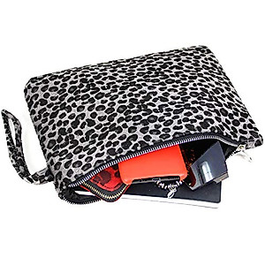 by you Women Faux Fur animal Leopard Print Clutch Pouch Wristlet Purse Bag (Leopard - Grey)